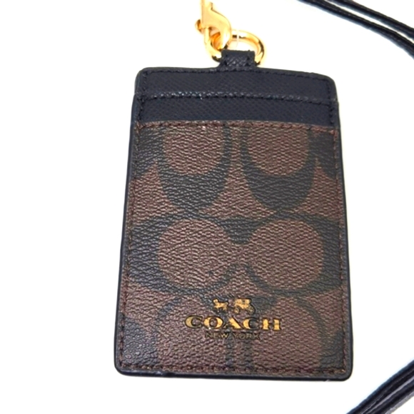 Coach | Accessories | Coach Id Lanyard Signature Brown And Gold | Poshmark